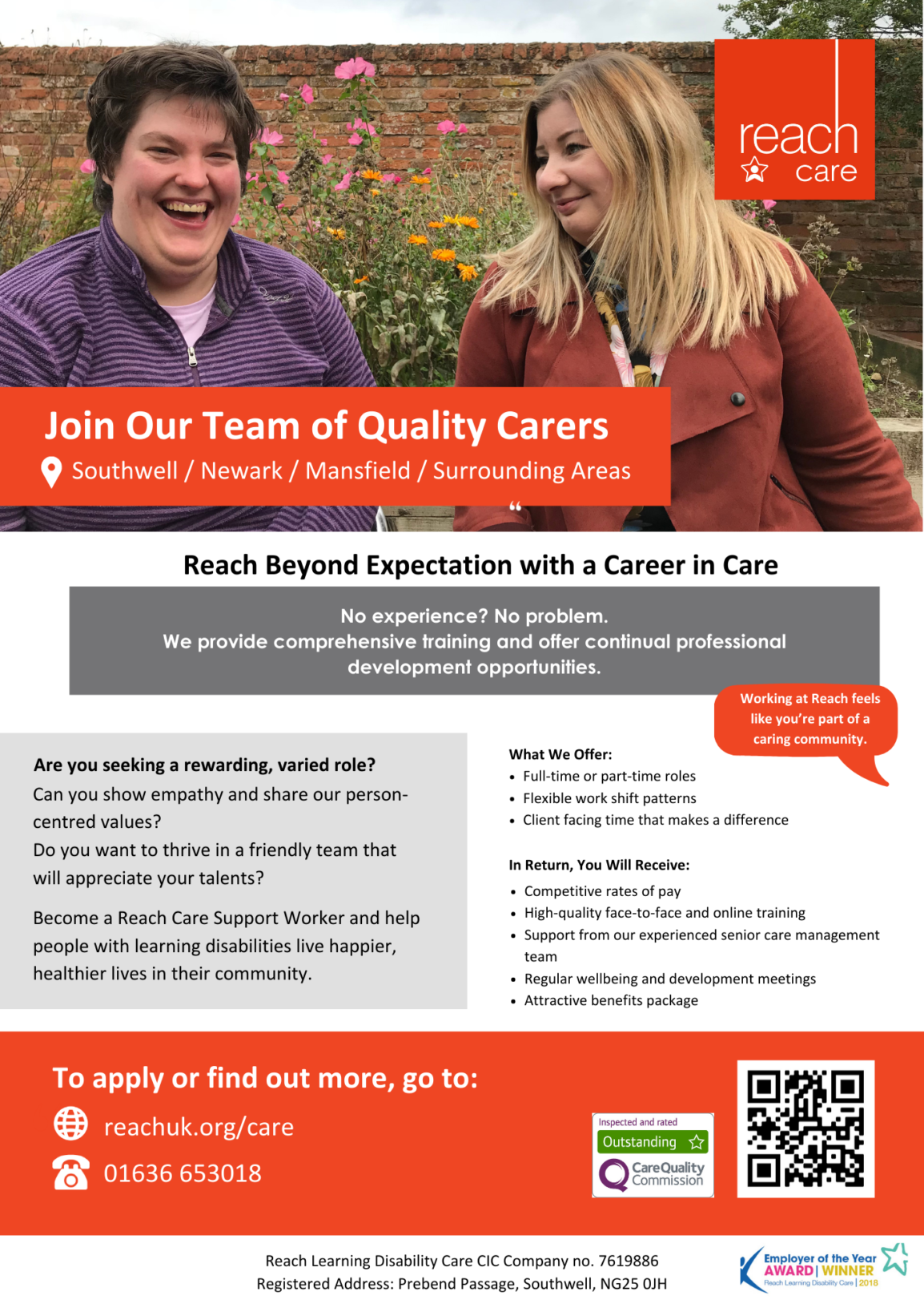 Reach Care - Join our team of quality carers. - Reach Learning Disability