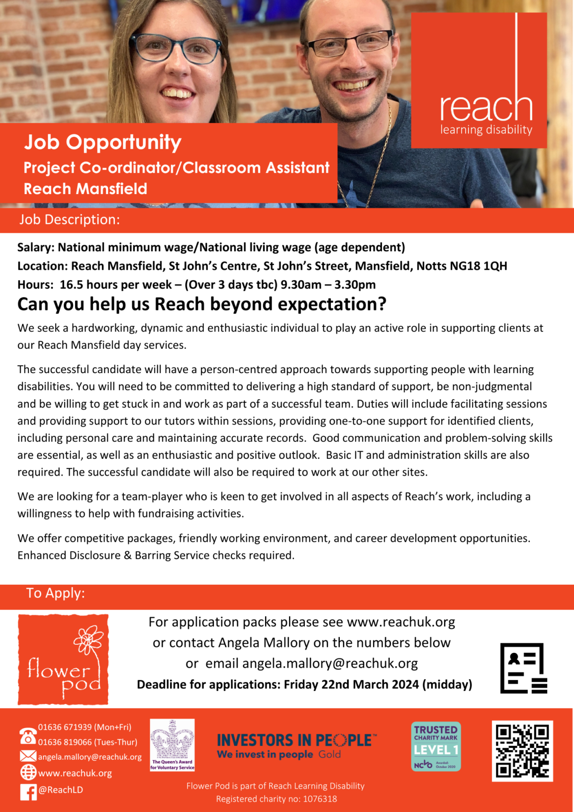 Work for Reach Learning Disability - Reach Learning Disability ...