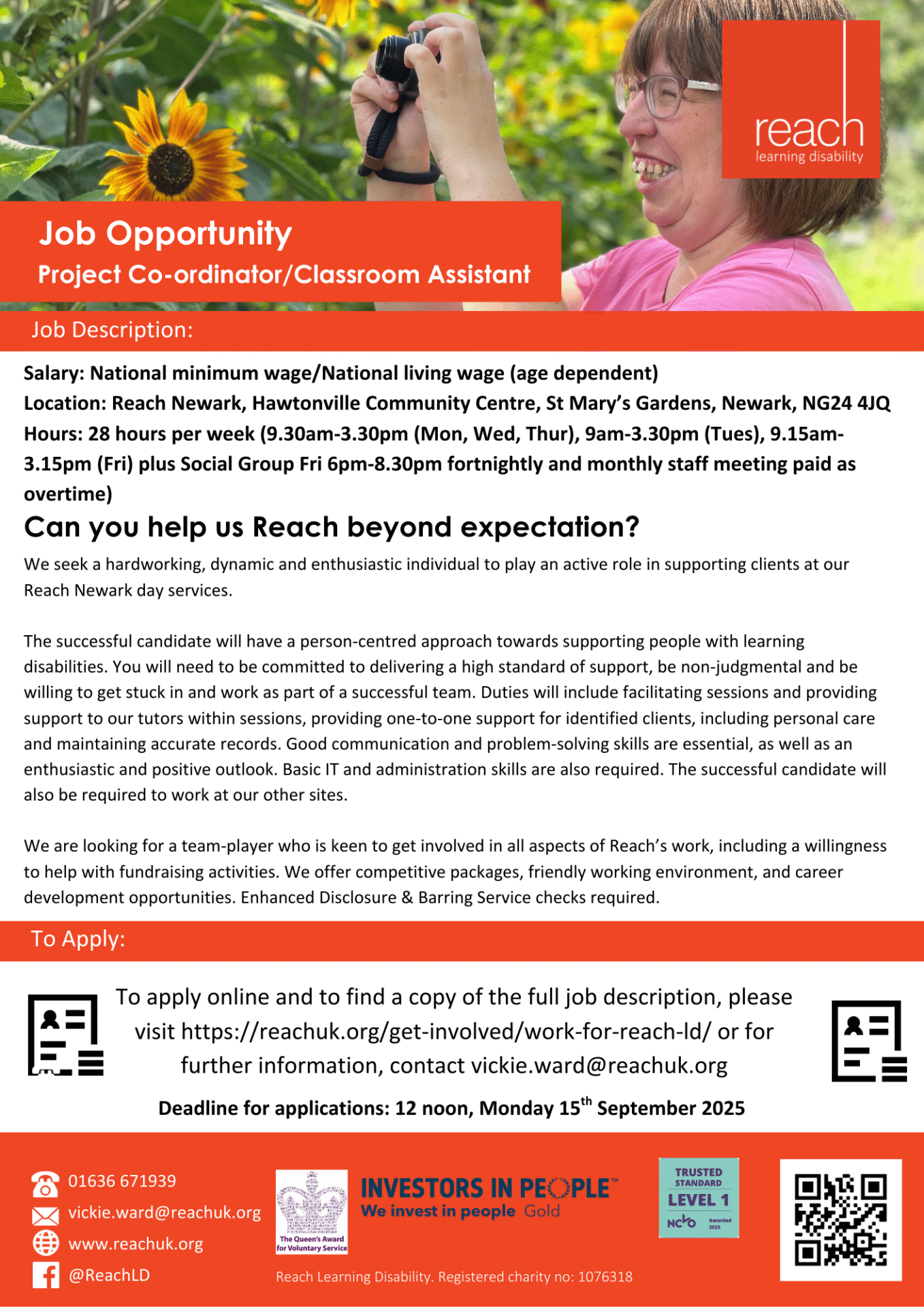 Work for Reach Learning Disability - Reach Learning Disability ...
